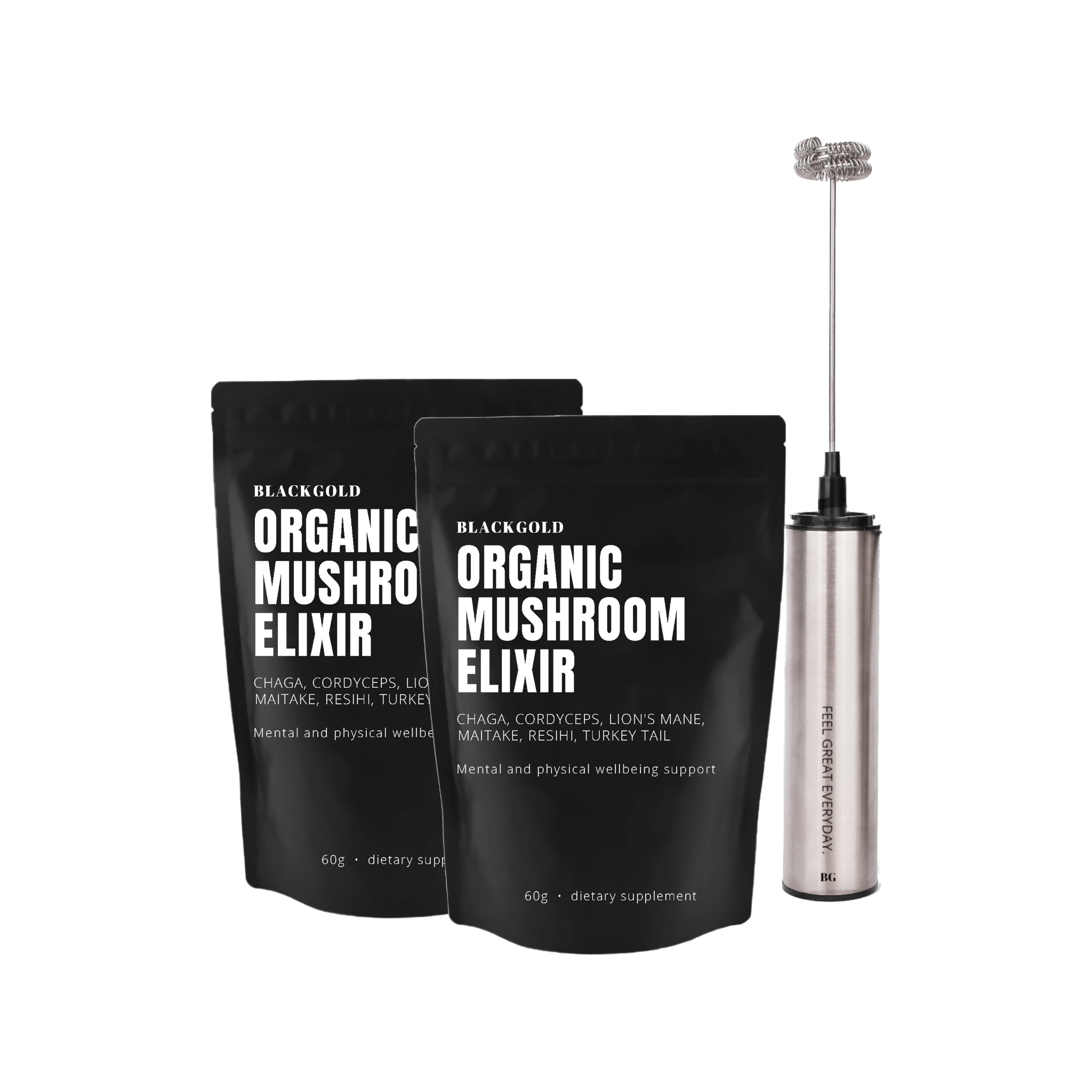 Mushroom Elixir Two Pack Starter Kit (Two Month Supply + Mixer ...
